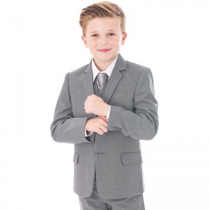 Boys Light Grey 5 Piece Jacket Suit | Boys Light Grey Wedding Suit ...